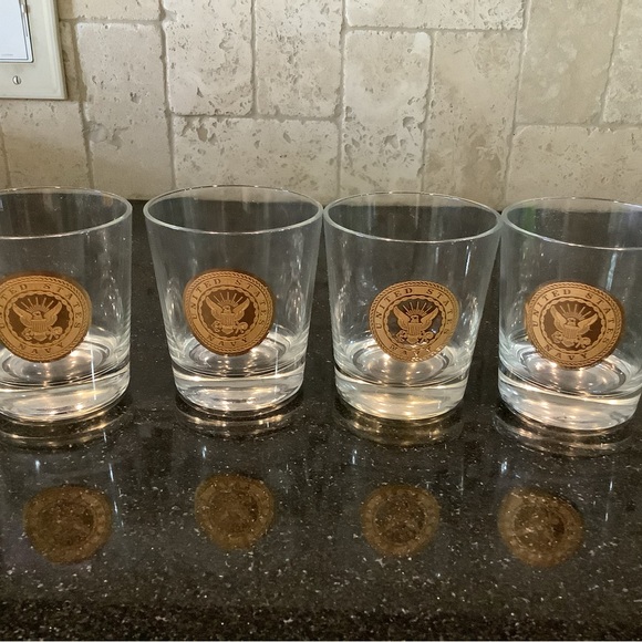 Dining | Vintage Us Navy Glass Mint Set Of 4 Gold Seal | Poshmark